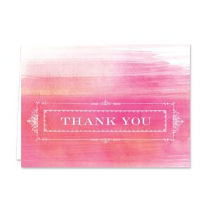 Ombre Watercolor Thank You Note Cards / 36 Greeting Card Set With Envelopes / 6 Colorful Thank You Designs