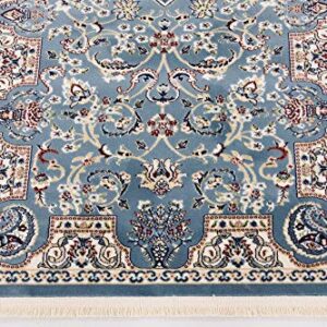 Unique Loom Narenj Collection Classic Traditional Medallion Design Area Rug, 3 ft x 13 ft, Blue/Tan