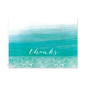 Ombre Watercolor Thank You Note Cards / 36 Greeting Card Set With Envelopes / 6 Colorful Thank You Designs