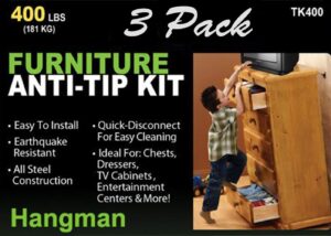 hangman anti-tip kit to prevent furniture falling-steel (tk-400-3)