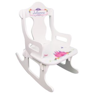 my bambino personalized child's puzzle rocking chair (pink princess castle)