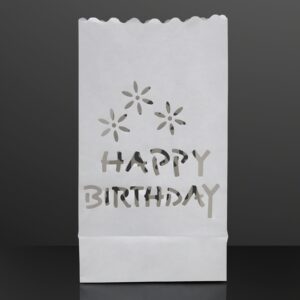 FlashingBlinkyLights Happy Birthday Luminary Bags for LED Candles (Pack of 24)