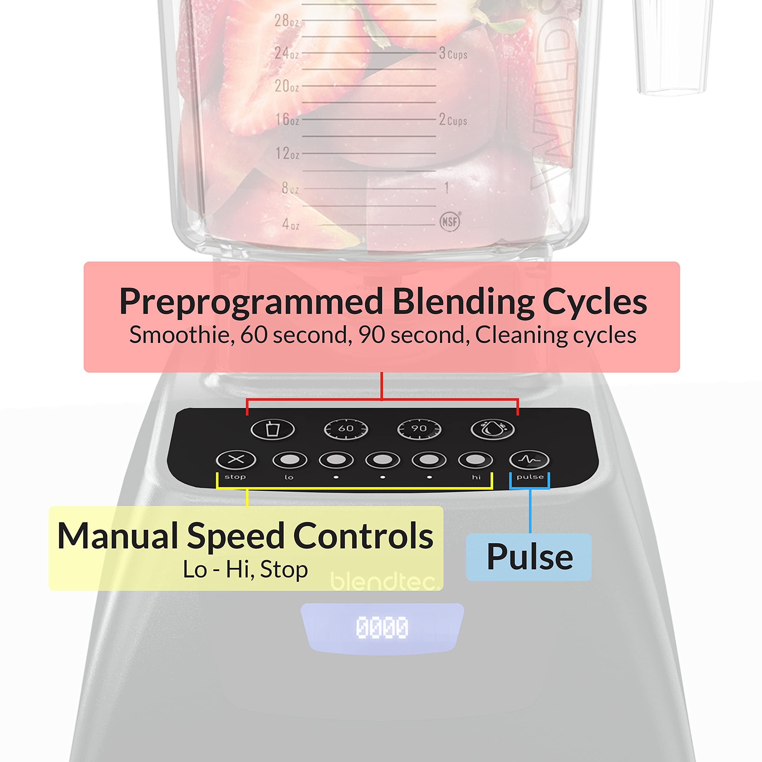 Blendtec Classic 575 Blender-WildSide (90oz) and FourSide Jar (75 oz) BUNDLE Professional-Grade Power-Self-Cleaning-4 Pre-programmed Cycles-5-Speeds, Slate Grey