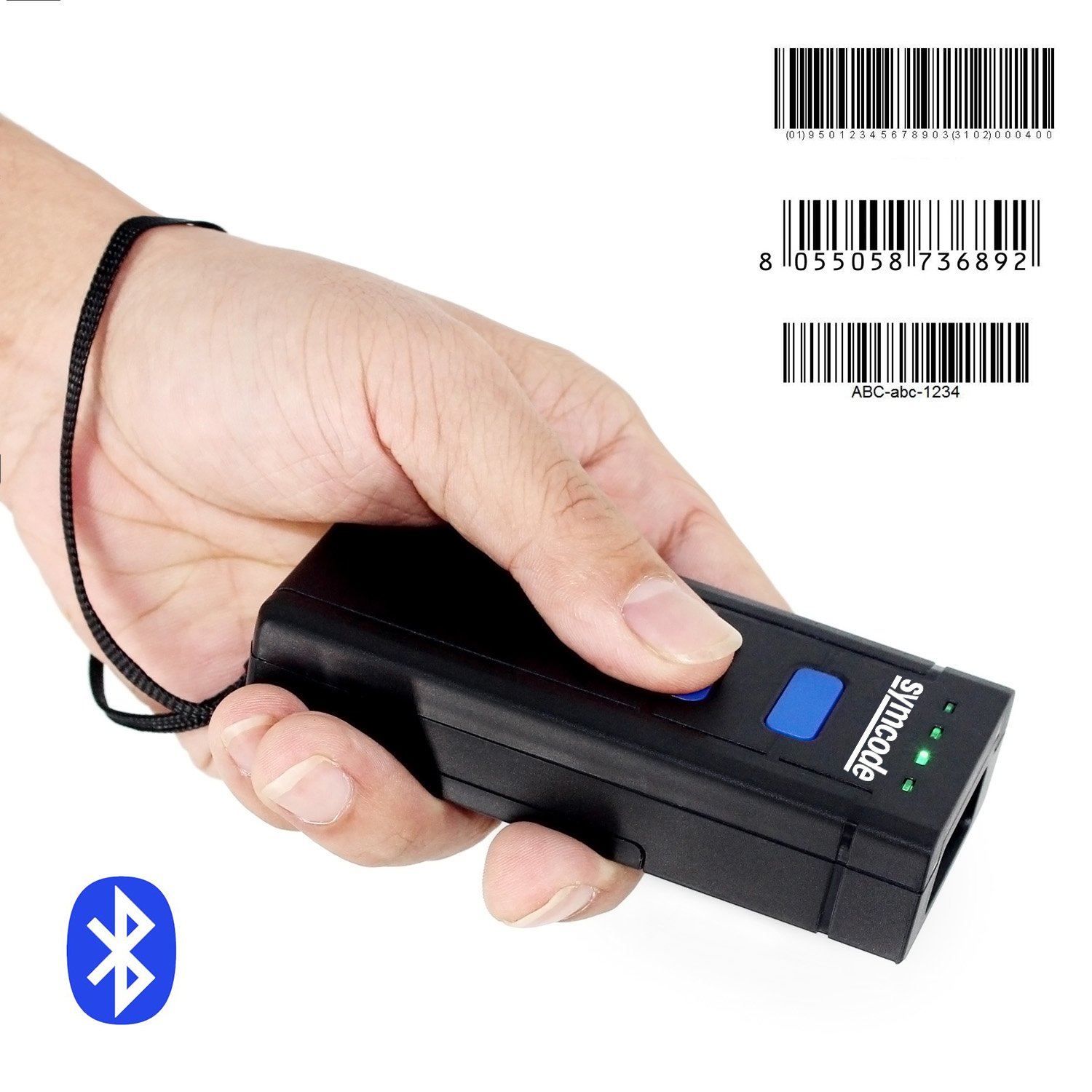 Portable Bluetooth Barcode Scanner,Symcode 1D Mini Wireless Handheld CMOS Barcode Scanner Reader for POS/Android/iOS/iMac/Ipad