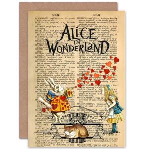 wee blue coo greetings birthday gift upcycle dictionary alice wonderland collage sealed greeting card plus envelope blank inside