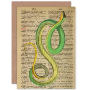 wee blue coo greetings card birthday gift upcycle dictionary green snake reptile