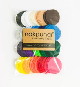 nakpunar felt circles from 1" to 8" - made in usa (1 inch, assorted)