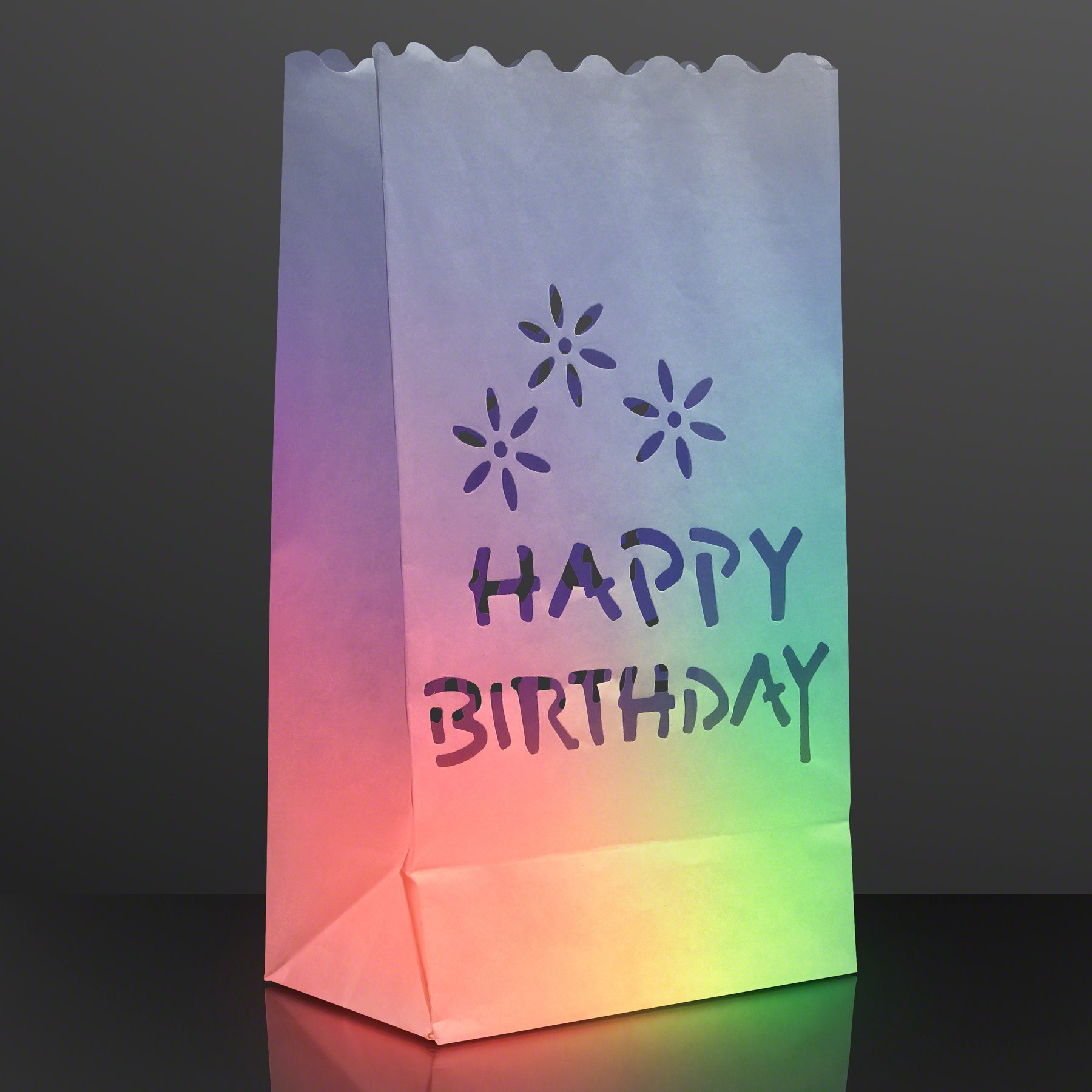 FlashingBlinkyLights Happy Birthday Luminary Bags for LED Candles (Pack of 24)