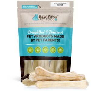 raw paws 6-inch compressed rawhide bones for dogs, 5-count - packed in usa - long lasting dog chews - natural pressed rawhides for dogs - medium dog bones - hide bones for aggressive chewers