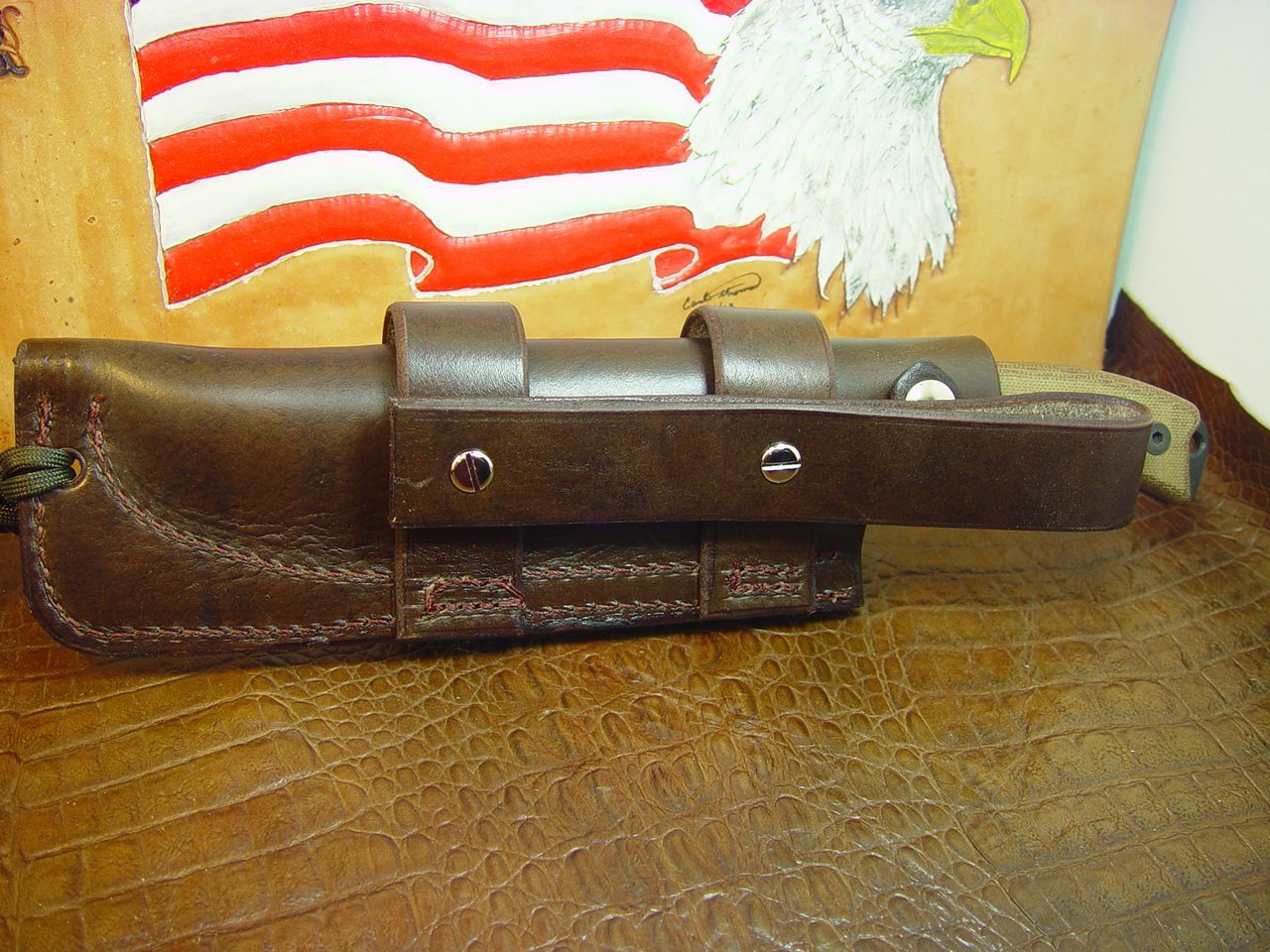 CUSTOM Made Ontario Rat 7 Knife Sheath Made 10 oz. Leather.and The SOG Seal Team Knife.