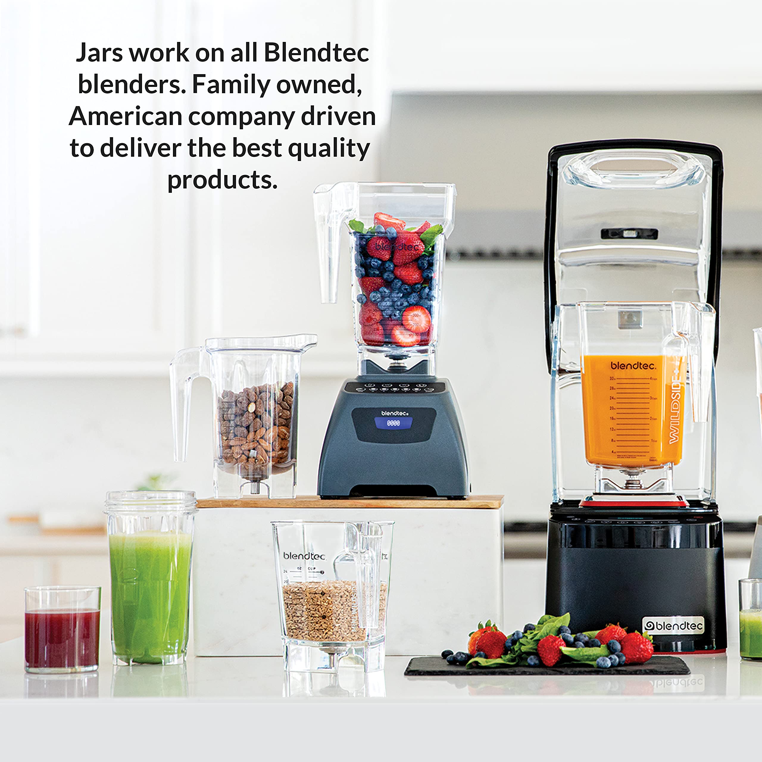 Blendtec Classic 575 Blender-WildSide (90oz) and FourSide Jar (75 oz) BUNDLE Professional-Grade Power-Self-Cleaning-4 Pre-programmed Cycles-5-Speeds, Slate Grey