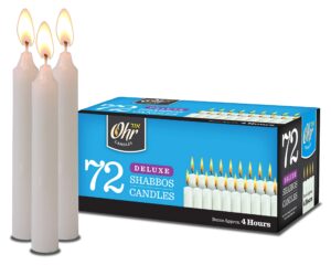 ner mitzvah shabbat candles - traditional shabbos candles - 4 hour - 72 count - by ohr