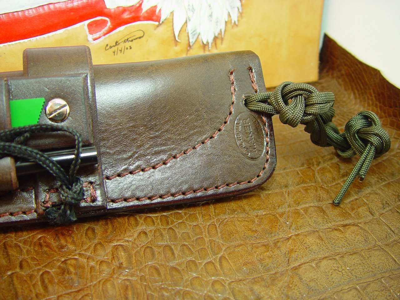 CUSTOM Made Ontario Rat 7 Knife Sheath Made 10 oz. Leather.and The SOG Seal Team Knife.