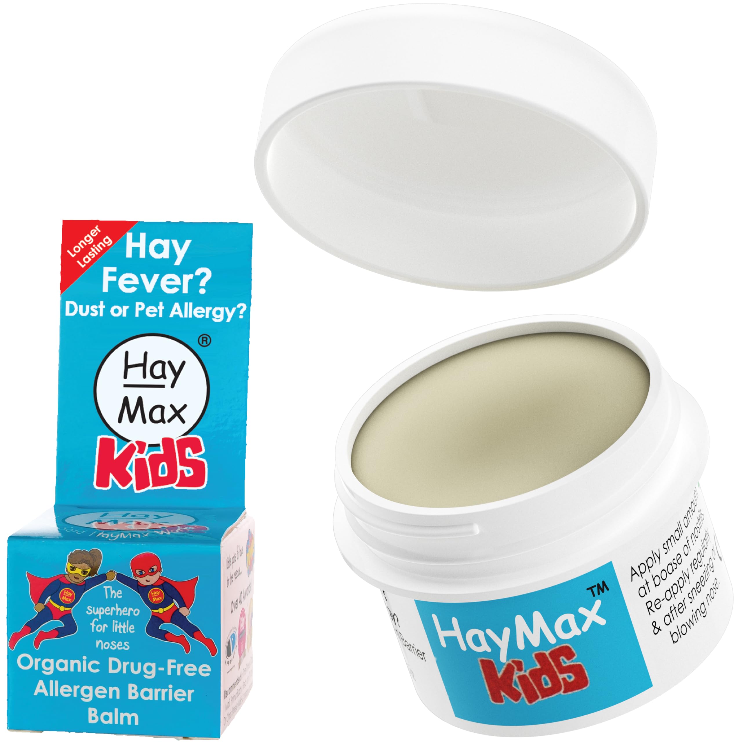 HayMax Allergen Barrier Balm for Kids, 0.17 fl oz (5ml), Organic, Natural & Non-Drowsy, Children Hay Fever Allergy Relief - Traps Pollen, Dust & Pet Allergen - Ragweed & Cedar