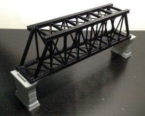 outland models railroad truss bridge black (for single track) with piers z scale