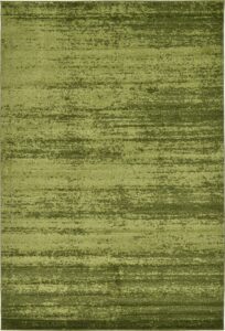 unique loom del mar collection area rug - lucille (6' 1" x 9' rectangle, green/ hunter green)