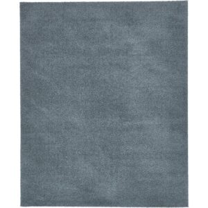 unique loom studio solid shag collection urban modern super soft & plush area rug, 8 ft x 10 ft, slate blue