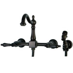 kingston brass ks1265albs heritage bridge kitchen faucet, oil rubbed bronze