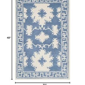 SAFAVIEH Bella Collection 2'6" x 4' Blue/Ivory BEL132A Handmade Premium Wool Accent Rug