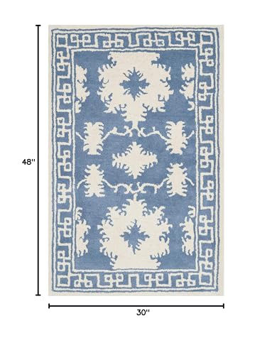 SAFAVIEH Bella Collection 2'6" x 4' Blue/Ivory BEL132A Handmade Premium Wool Accent Rug