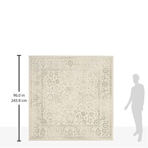 SAFAVIEH Adirondack Collection Area Rug - 8' Square, Ivory & Sage, Oriental Distressed Design, Non-Shedding & Easy Care, Ideal for High Traffic Areas in Living Room, Bedroom (ADR109V)