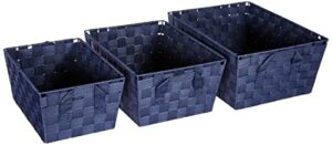 whitmor woven strap storage baskets s/3-navy