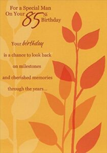 embossed deep orange flower special man 85th - designer greetings birthday card