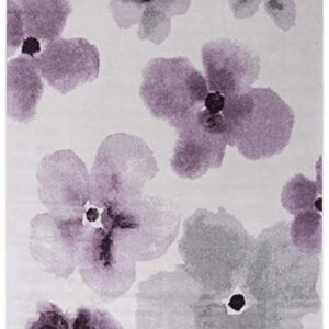 SAFAVIEH Adirondack Collection Area Rug - 8' x 10', Ivory & Purple, Floral Watercolor Design, Non-Shedding & Easy Care, Ideal for High Traffic Areas in Living Room, Bedroom (ADR123L)