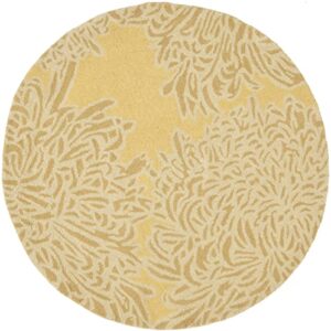 MARTHA STEWART x SAFAVIEH 8' Round Malted MSR4542A Handmade Chrysanthemum Wool Area Rug