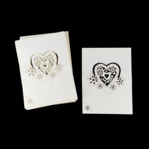 yueton Pack of 50 Cut Heart-Shaped Hollow Wedding Table Number Name Place Card Wedding Party Decoration