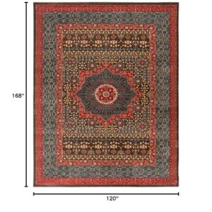 SAFAVIEH Mahal Collection Area Rug - 10' x 14', Navy & Red, Traditional Oriental Design, Non-Shedding & Easy Care, Ideal for High Traffic Areas in Living Room, Bedroom (MAH620C)