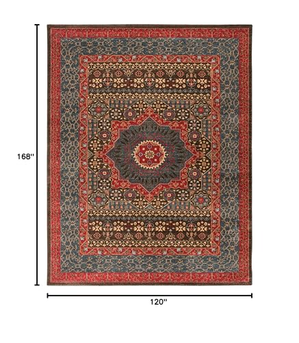 SAFAVIEH Mahal Collection Area Rug - 10' x 14', Navy & Red, Traditional Oriental Design, Non-Shedding & Easy Care, Ideal for High Traffic Areas in Living Room, Bedroom (MAH620C)