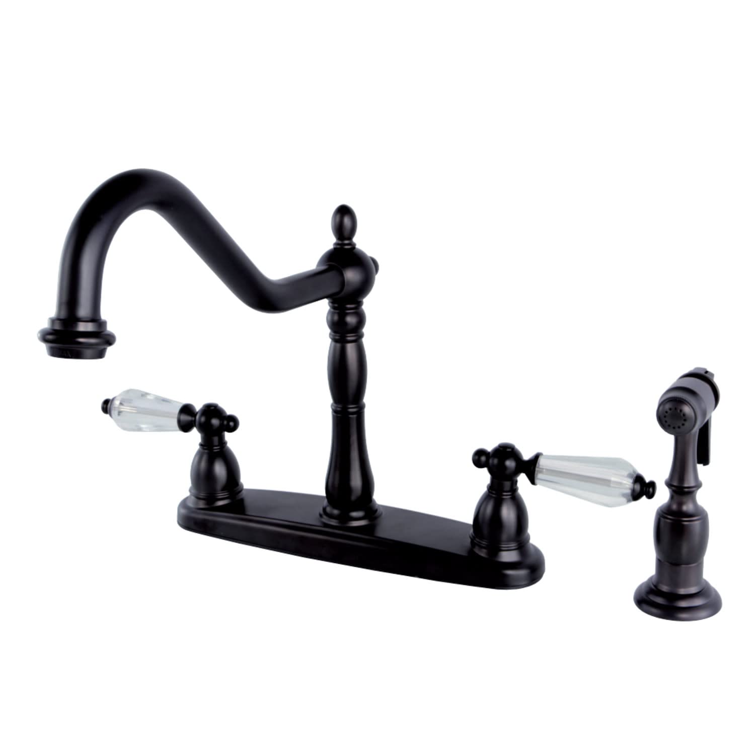 Kingston Brass KB1755WLLBS 8" Centerset Kitchen Faucet with Brass Sprayer, 8-5/8" in Spout Reach, Oil Rubbed Bronze