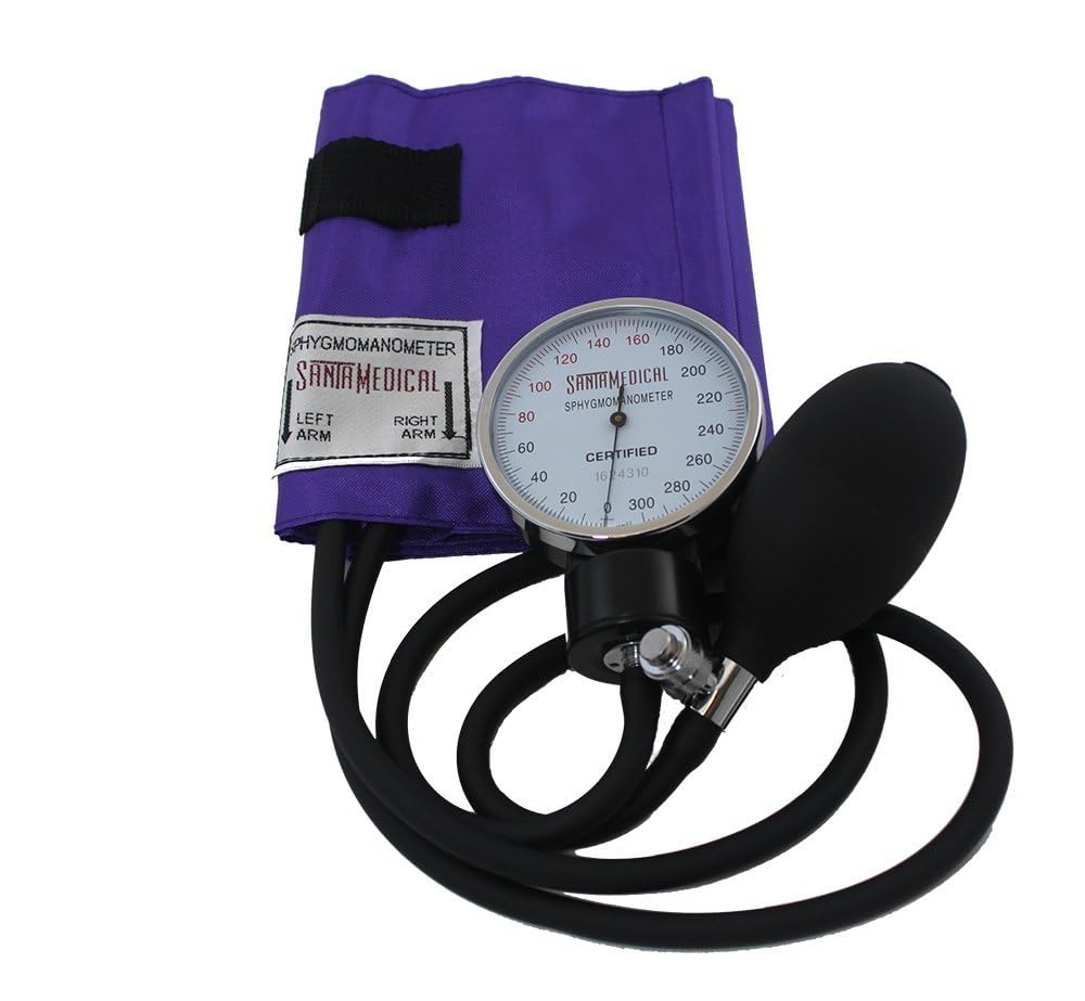 Santamedical Adult Deluxe Aneroid Sphygmomanometer with Stethoscope, Cuff and Carrying case Purple