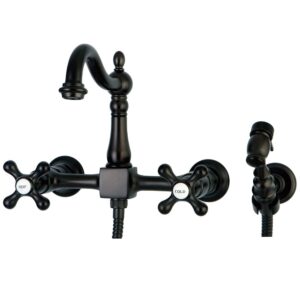 kingston brass ks1265axbs heritage bridge kitchen faucet, oil rubbed bronze