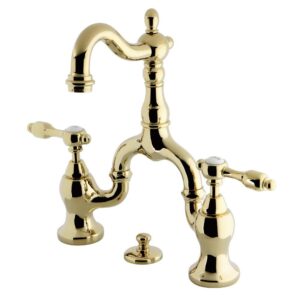 kingston brass ks7972tal tudor bridge bathroom faucet, polished brass, 10.75 x 8 x 2.13