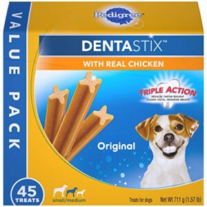 pedigree dry food dentastix original treats for dogs, small/medium, 45 count