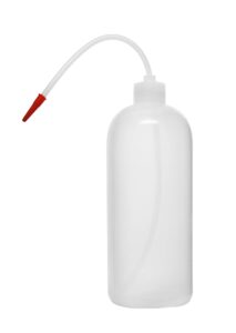 eisco wash bottle, 1000ml - polyethylene - translucent, unbreakable - screw cap with flexible delivery tube for dispensing liquid - includes tube cap