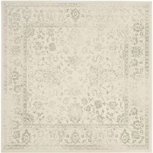 SAFAVIEH Adirondack Collection Area Rug - 8' Square, Ivory & Sage, Oriental Distressed Design, Non-Shedding & Easy Care, Ideal for High Traffic Areas in Living Room, Bedroom (ADR109V)