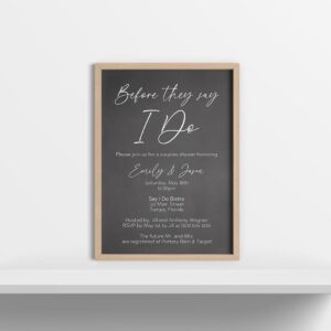 Couples Wedding Shower Invitations Chalkboard Co-ed Coed Bridal Shower Invites Before They Say I Do Rehearsal White Chalk Calligraphy Printed Cards (12 Count)