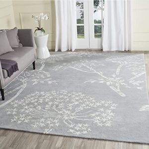 safavieh bella collection 8' x 10' light blue/ivory bel131a handmade premium wool & viscose area rug