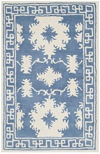 safavieh bella collection 2'6" x 4' blue/ivory bel132a handmade premium wool accent rug