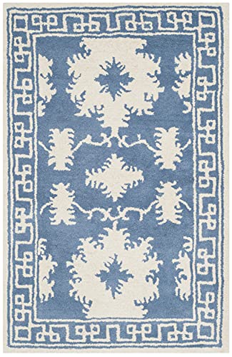 SAFAVIEH Bella Collection 2'6" x 4' Blue/Ivory BEL132A Handmade Premium Wool Accent Rug