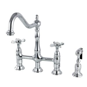 kingston brass ks1271bexbs essex bridge kitchen faucet, 8-3/4" in spout reach, polished chrome