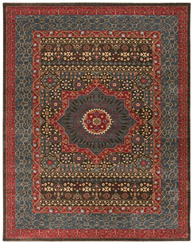 SAFAVIEH Mahal Collection Area Rug - 10' x 14', Navy & Red, Traditional Oriental Design, Non-Shedding & Easy Care, Ideal for High Traffic Areas in Living Room, Bedroom (MAH620C)