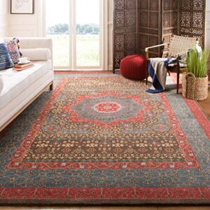 safavieh mahal collection area rug - 10' x 14', navy & red, traditional oriental design, non-shedding & easy care, ideal for high traffic areas in living room, bedroom (mah620c)