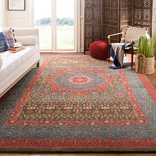 SAFAVIEH Mahal Collection Area Rug - 10' x 14', Navy & Red, Traditional Oriental Design, Non-Shedding & Easy Care, Ideal for High Traffic Areas in Living Room, Bedroom (MAH620C)