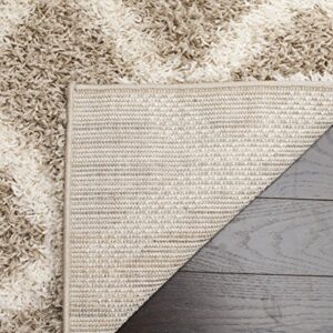 SAFAVIEH Dallas Shag Collection Area Rug - 5'1" x 7'6", Beige & Ivory, Trellis Design, Non-Shedding & Easy Care, 1.5-inch Thick Ideal for High Traffic Areas in Living Room, Bedroom (SGD258D)