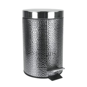 home basics (silver) hammered stainless steel step-activated bedroom trashcan