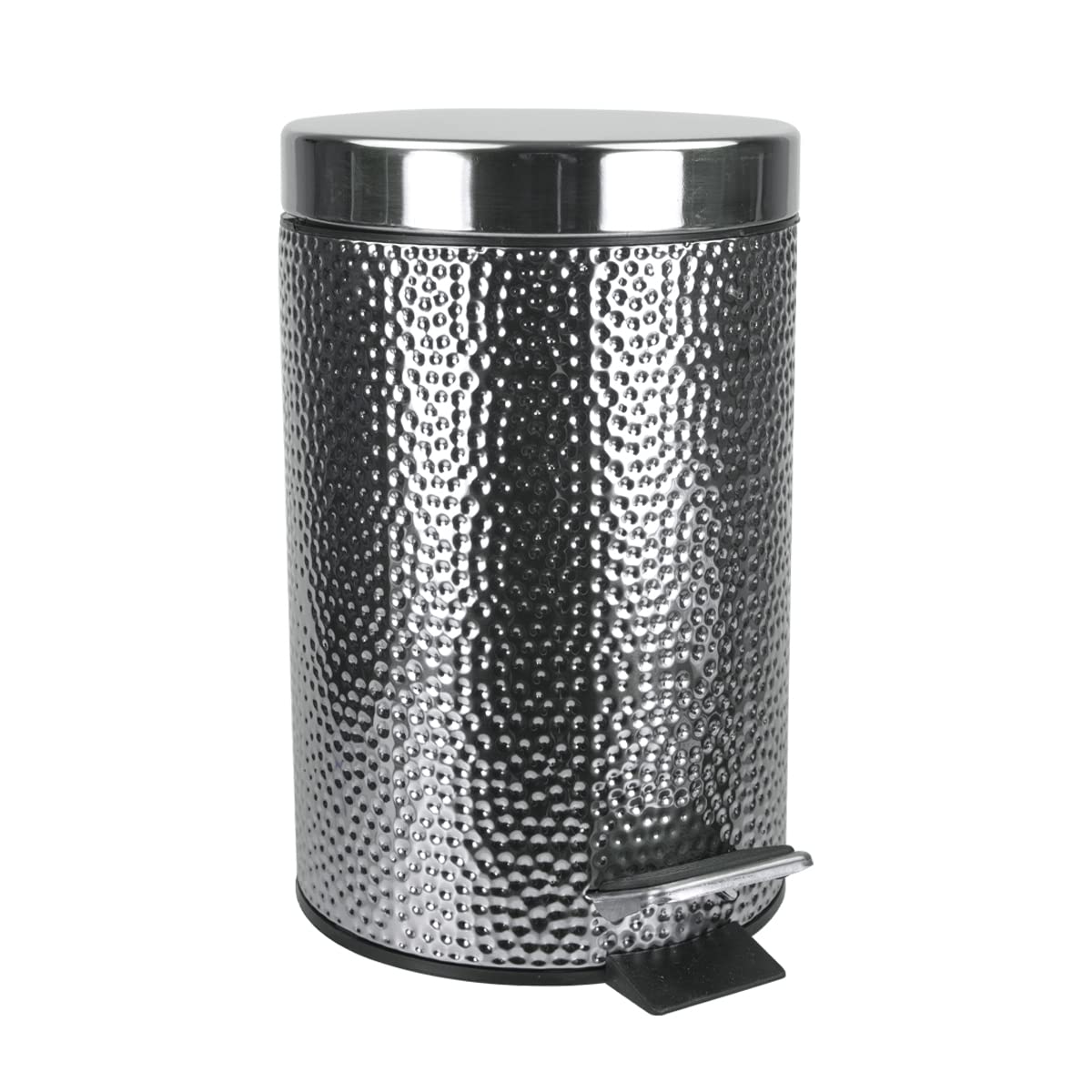 Home Basics (Silver) Hammered Stainless Steel Step-Activated Bedroom Trashcan